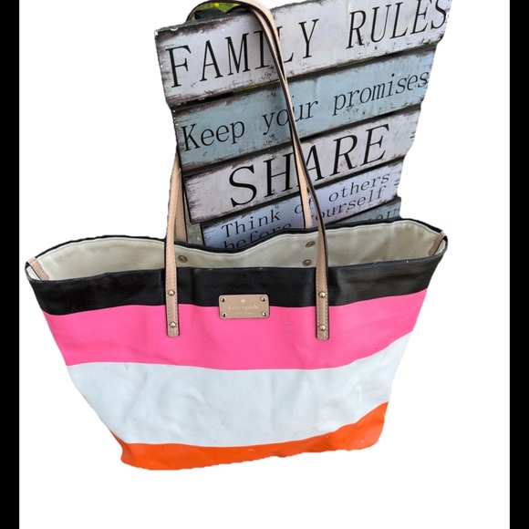 kate spade | Bags | Kate Spade Harmony Cabana Stripe Tote Bag Pink ...
